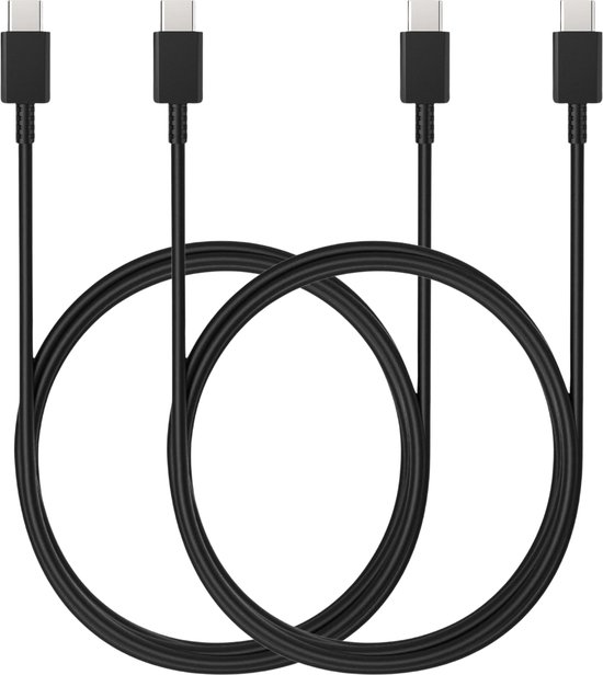 2x USB C naar USB C Kabel Zwart - 1 meter - Oplaadkabel voor Samsung ...