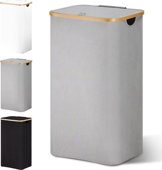 Wassorteerder 85 liter wasverzamelaar - opvouwbare wasmand hout bamboe ...
