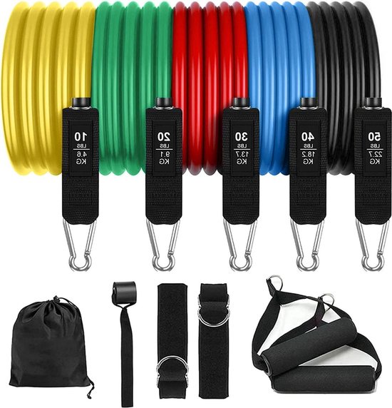 Expander tubes resistance bands met 5 fitnessbanden - rubberen banden ...