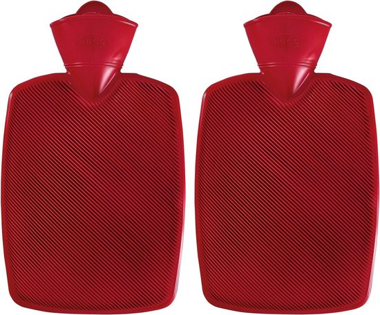 Warm water kruik - 2x - kunststof kruik - zonder hoes - rood - 1,8 ...