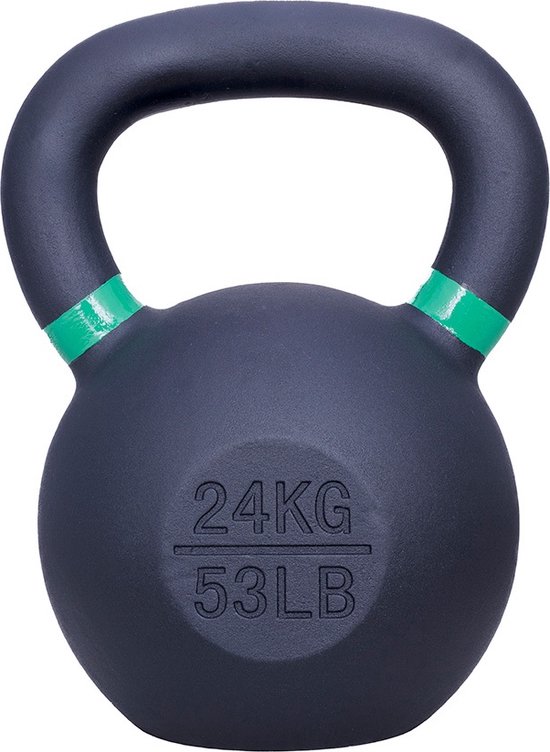 ForzaFit Kettlebell 24 kg - Gietijzer Kettle bell - Zwart met Groen - 53 LB | bol