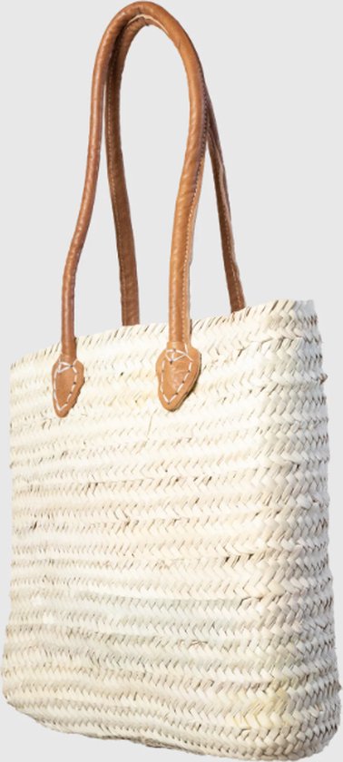 O fonte vierkante leren/rieten grote handtas – cognac | bol