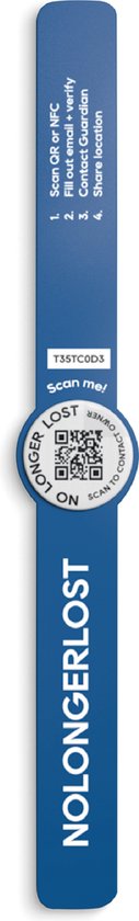 NoLongerLost - Unieke QR code - Armband - Slap on - Donkerblauw ...