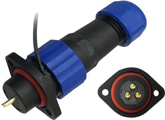 Male + chassis connector - 12/24V - waterdichte kabelverbinder - 3 ...