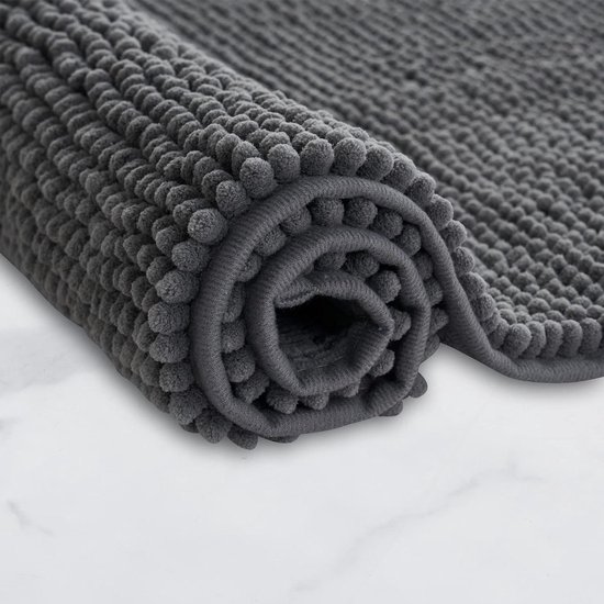 Anti-Slip Chenille Badmat Donker Grijs Absorberend Machinewasbaar ...
