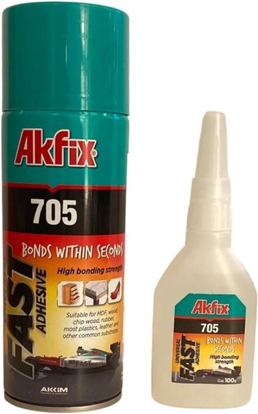 Akfix 705 100gr extra sterke professionele alleslijm met 400 ml spray ...