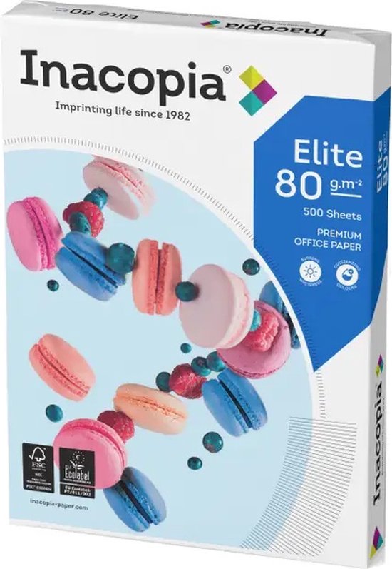 Inacopia Elite printpapier A4 80 gram met 2 gaten pak a 500 vellen | bol