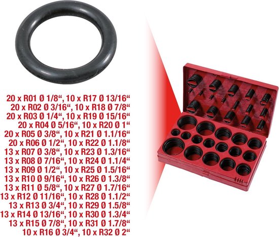 Assortiment O-ringen - Set van 407 stuks - SAE 407-delig | bol