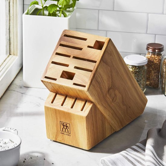 Dubbel messenblok hout naturel - keukenaccessoire - opbergoplossing | bol