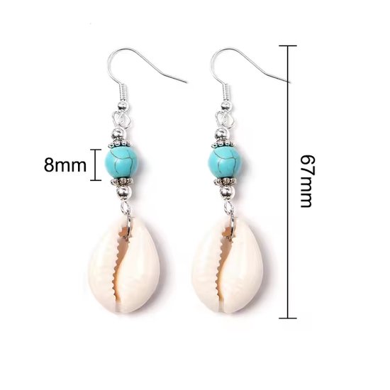 Oorbellen schelpjes - schelpje - natuursteen - turquoise - blauw ...