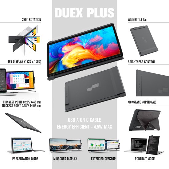 Mobile Pixels - DUEX Plus - Draagbaar display - Extra beeldscherm ...