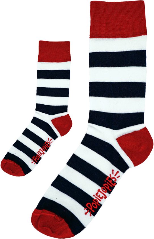 Popiejopies matching sokken Streepje Voor | maat: 41-46 + 12-24 maanden | gestreepte... | bol