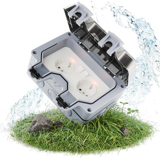 Afsluitbaar tuinstopcontact waterdicht IP66 - 2-voudig schakelbaar ...