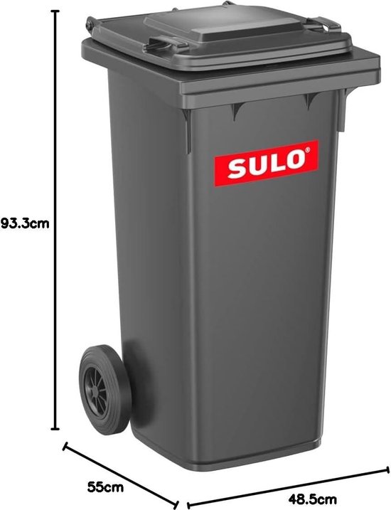 Prullenbak 60 liter Grijs Wheelie Bin met Grote Wielen - Universal ...