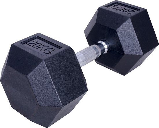 ForzaFit Hexagon Dumbbell 20 kg - Zwart - Rubber - Halter Gewicht voor ...