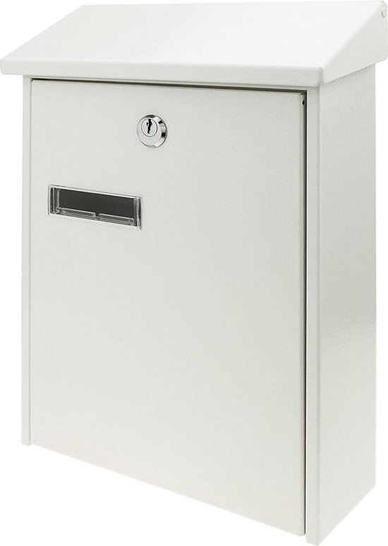 Metalen brievenbus in witte kleur - brieven en post - 235 x 75 x 315 mm ...
