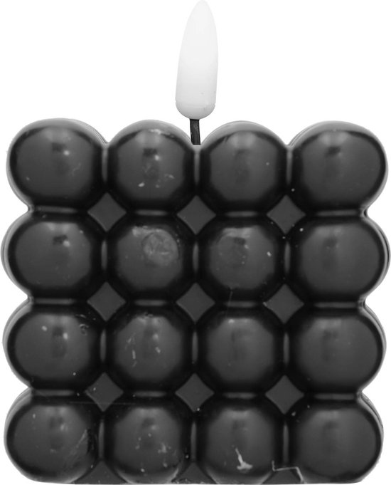 Blokker Bubble LED kaars 7,5x7,5cm zwart | bol