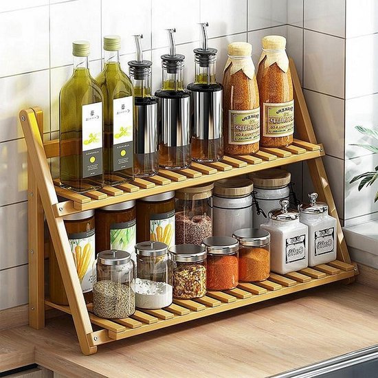 Kitchen Storage Rack - 2 Levels Multi-Function Spice Rack - Simple ...