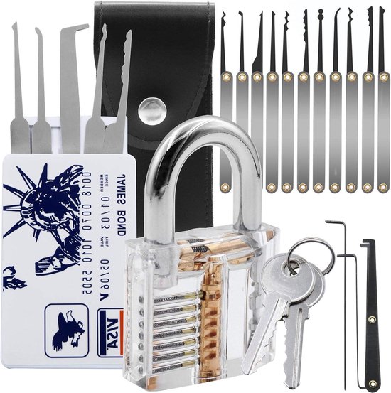 Lockpick set 21 stuk Multifunctionele-transparante training hangslot ...