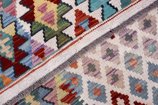 Kleurrijk Tapijt Laagpolig Handgeweven Wollen Vloerkleed - Koho Afghan ...