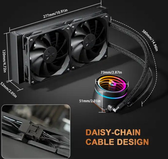 Uphere AIO Liquid CPU Cooler- Waterkoeling 240mm + 6 Rbg Fans Met ...