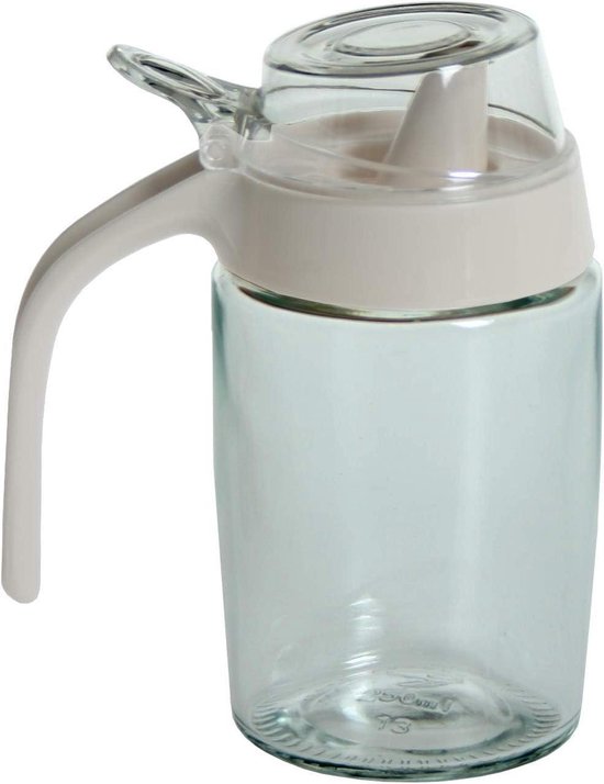 Gedecoreerd transparant glazen oliekan - 250 ml inhoud | bol