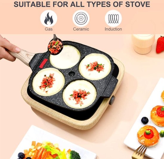 Gebakken Eipan - Koekenpan met Deksel Nonstick - 4 Koppen - Kookgerei | bol