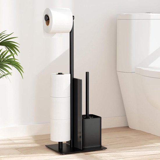 Wc-rolhouder staand met toiletborstel van roestvrij staal - moderne ...
