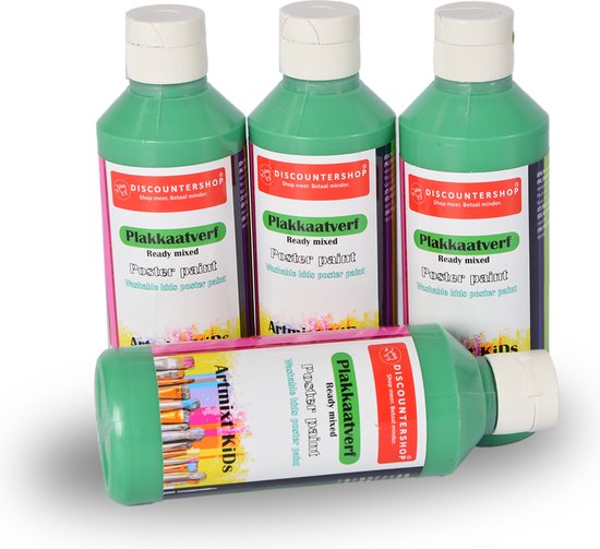 Groene Plakkaatverf 250ml | Voor Volwassenen en Kinderen | Set van 4 ...