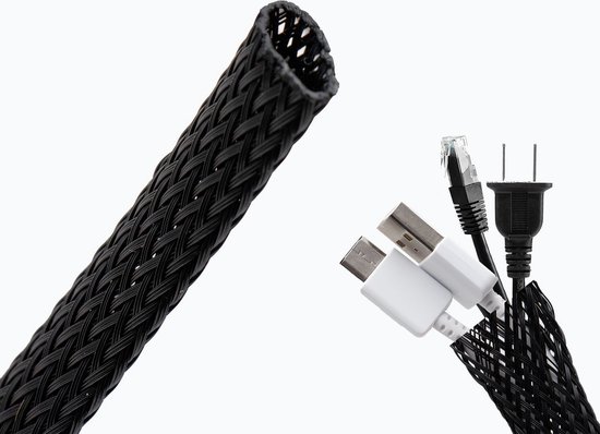 Intirilife kabelbuis zelfsluitend geweven in zwart - 8 - 24 mm - lengte ...