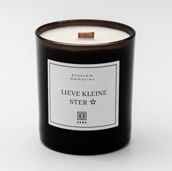 Herdenkingskaars - Geurkaars - ZWART - LIEVE KLEINE STER - 45 Branduren ...