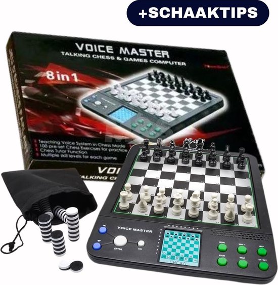 M&S Products Schaakcomputer - Elektrisch schaakbord - 8 in 1 spel ...