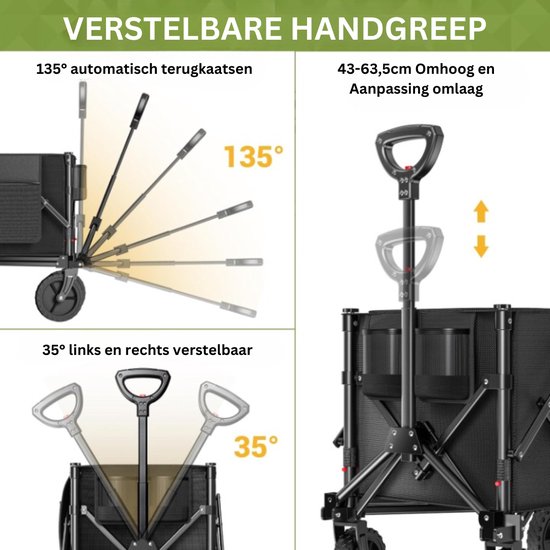Opvouwbare Bolderkar - 69x62x45 cm - 120L - 80KG Draagkracht ...