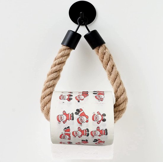 Toiletpapierhouder, handdoekhouder, zwart mat, zonder boren, vintage wc ...