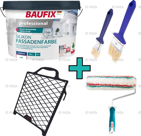 BAUFIX Professionele Siliconen Gevelverf wit 10 Liter + verwerkingset 1 | bol