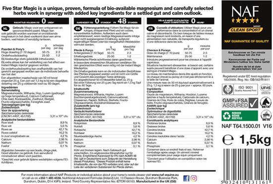 NAF Magic Poeder 750 gram - magnesium gedrag spanning paard angst | bol