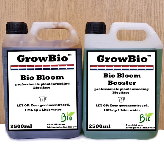 GrowBio Bloom en Bloombooster plantenvoeding 2x2500ml Let op: Planten ...