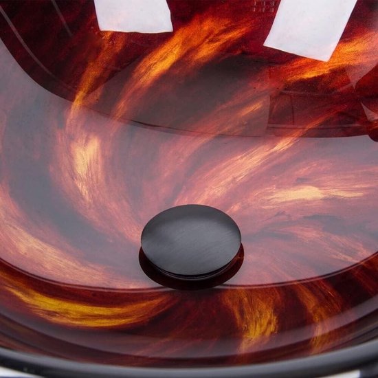 Glazen waskom opbouw rood bruin glas met design Waterkraan | bol