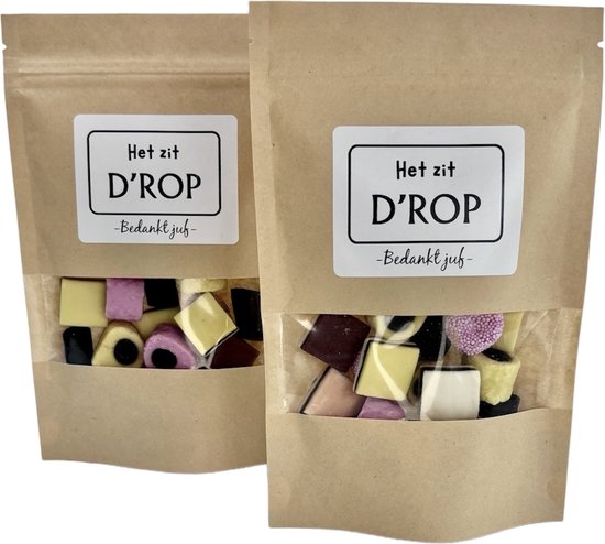 Juf cadeau 2 zakken drop | Juf bedankjes | Originele cadeau | Einde ...