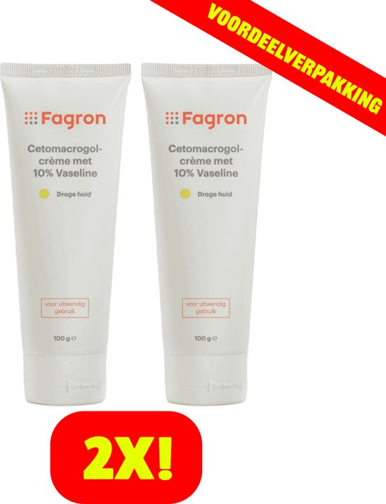 2x Fagron Cetomacrogolcrème Met 20% Vaseline - 100 ml ...