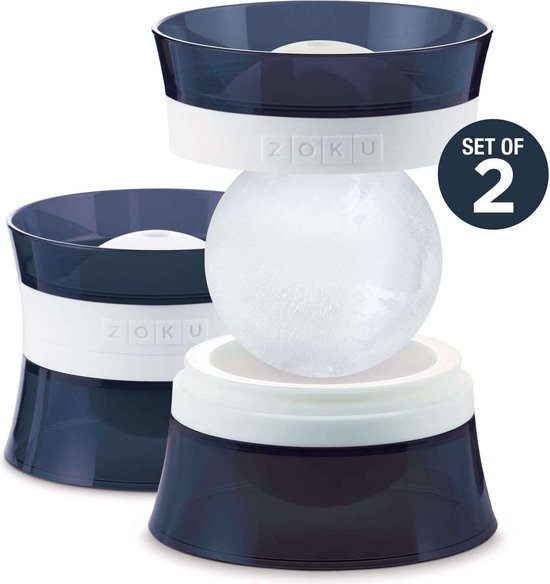 ZOKU - IJsvorm - IJsblok - IJsklont XL - "Ball" - Set van 2 - Cocktail ...