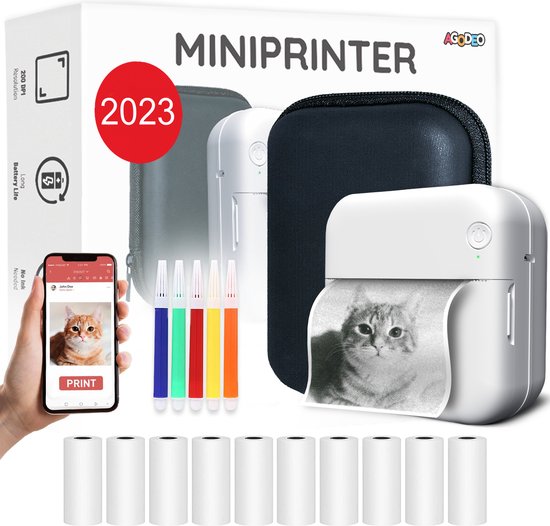 Mini Printer voor Mobiel - Fotoprinter voor Smartphone - Mini Pocket ...