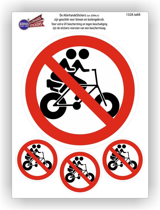 Fatbike niet toegestaan, verkeersbord stickers set 4 stuks. | bol
