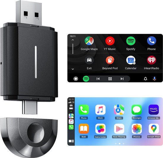 Carplay Dongle - 2 in 1 - Android - Apple- usb - draadloos - 2024 model - Carplay Dongle - | bol