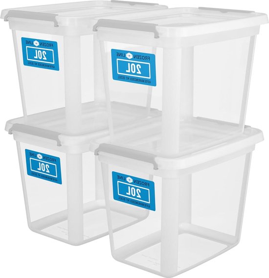 20 liter opbergdozen met deksel - Transparant - Stapelbare plastic ...