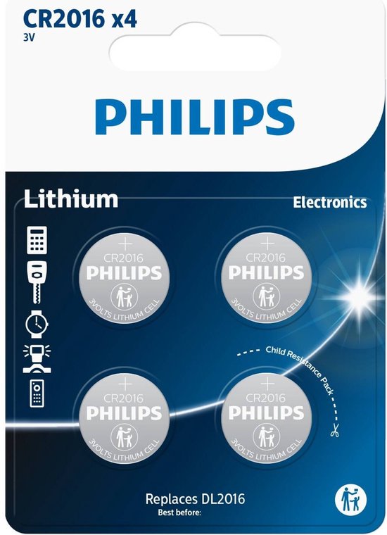 Philips CR2016 3v Lithium Knoopcel Batterij 4 Stuks | bol
