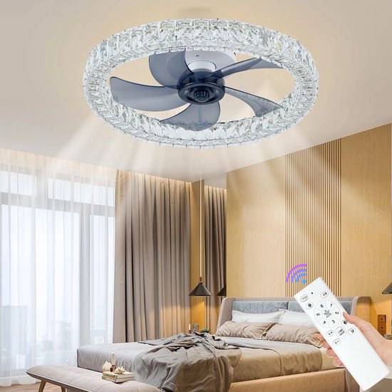 LuxiLamps - Crystal Ventilator Lamp - Plafondventilator - Met Dimmer ...