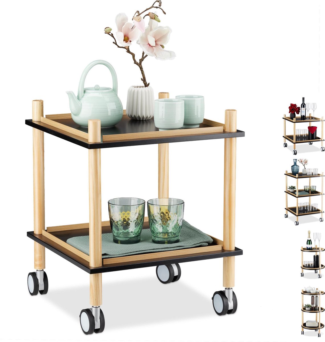 table d'appoint relaxdays sur roulettes - table mobile - petite table ...