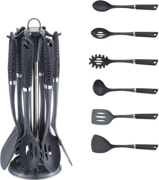 MICHELINO 7 pcs. Kitchen helper set incl. Stand carbon | bol