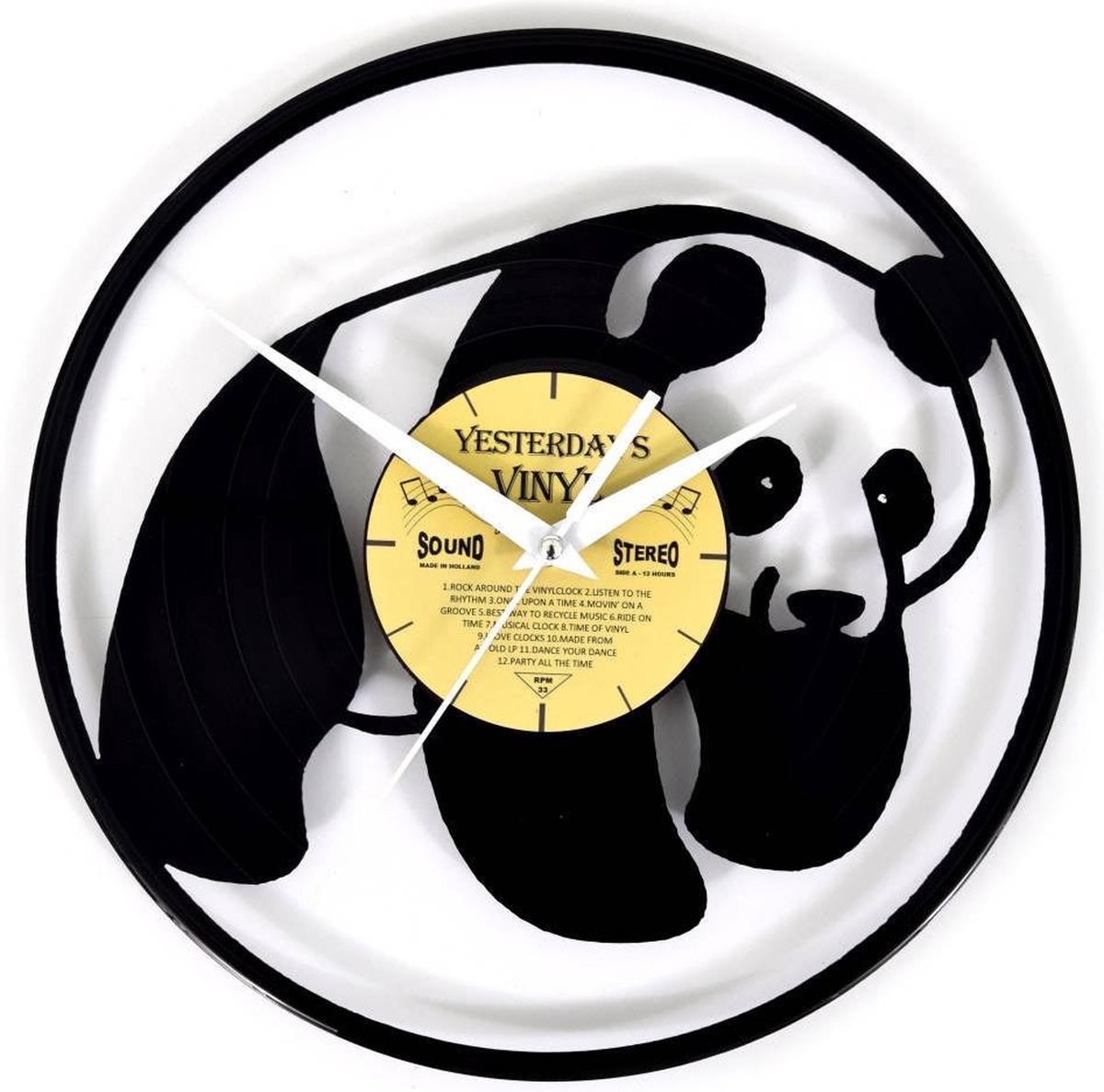 Lp klok met panda - Vinyl - Wandklok - Met geschenkverpakking ...